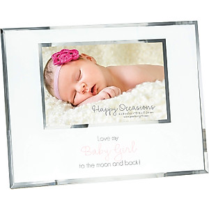 Pavilion Gift Company 61162 Love Girl to The Moon and Back 4x6 Newborn Baby Picture Frame, Pink