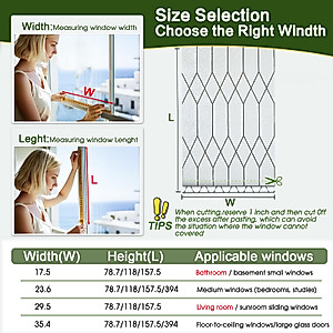 Windimiley Window Privacy Film Stained Glass Frosted Glass Window Clings Moroccan Lattice Decorative Bathroom Door Coverings UV Sun Blocking Heat Control Removable Home Tint,(17.5X118.1in,Pure)