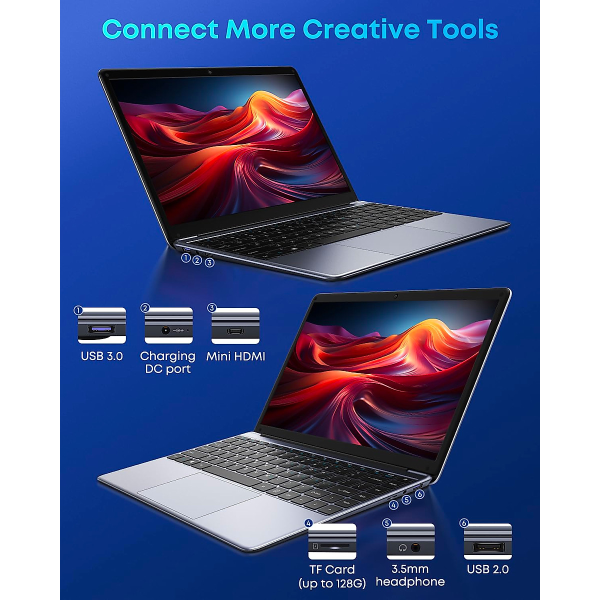 CHUWI HeroBook Pro 14.1'' Laptop, 8GB RAM 256GB SSD, Windows 11 Laptop, 1TB SSD Expand, Intel Celeron N4020(up to 2.8GHz), 2K FHD IPS Display, Ultra Slim, Mini-HDMI, 5G WiFi, BT4.2, Webcam,TF Card