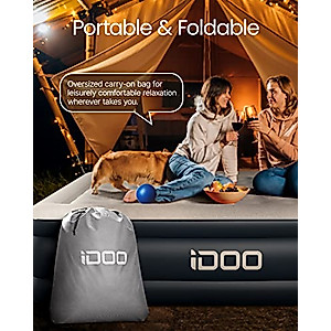 iDOO Twin Air Mattress, Double High Adjustable Blow Up Mattress with Built-in Pump, Comfortable Top Surface Inflatable Airbed for Home Portable Travel, 75x39x18in, 550lb MAX