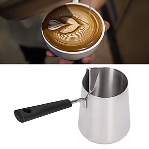 600ml Stainless Steel Turkish Coffee Pot Glossy Butter Warmer Greek Coffee Pot, Hot Chocolate Pot,Milk Warmer with Heat Resistant Handle and 1pcs Brush