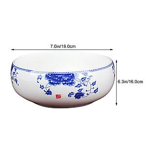 Happyyami House Plants Indoors Live Blue and White Floral Planter Flower Pot with Stand Orchid Pots Bonsai Holder Flower Bowl Garden Decorations for Garden Landscape Office House Plants