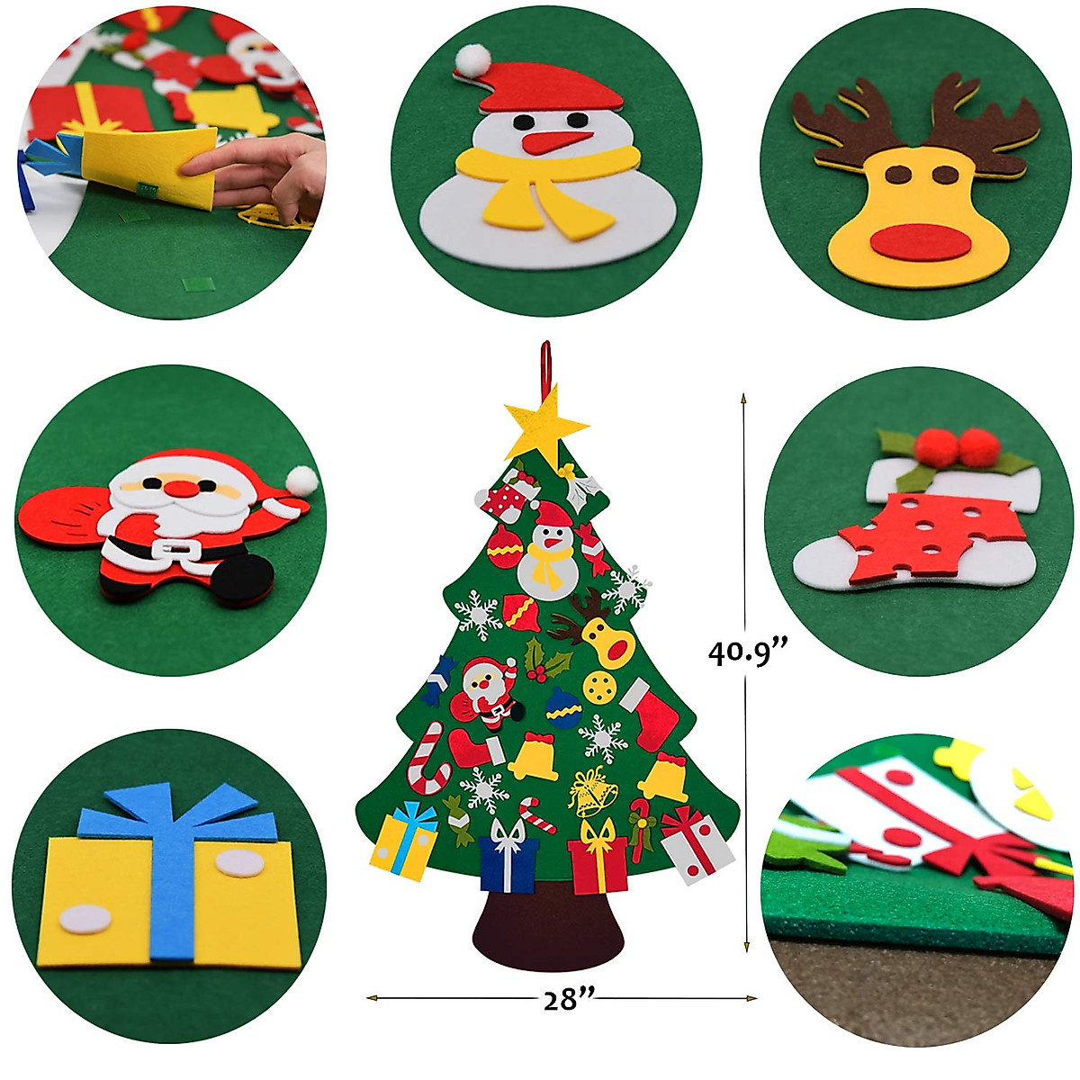 Fayoo DIY Felt Christmas Tree with 30pcs Ornaments, Xmas Gifts for Kids New Year Handmade Christmas Door Wall Hanging Decorations