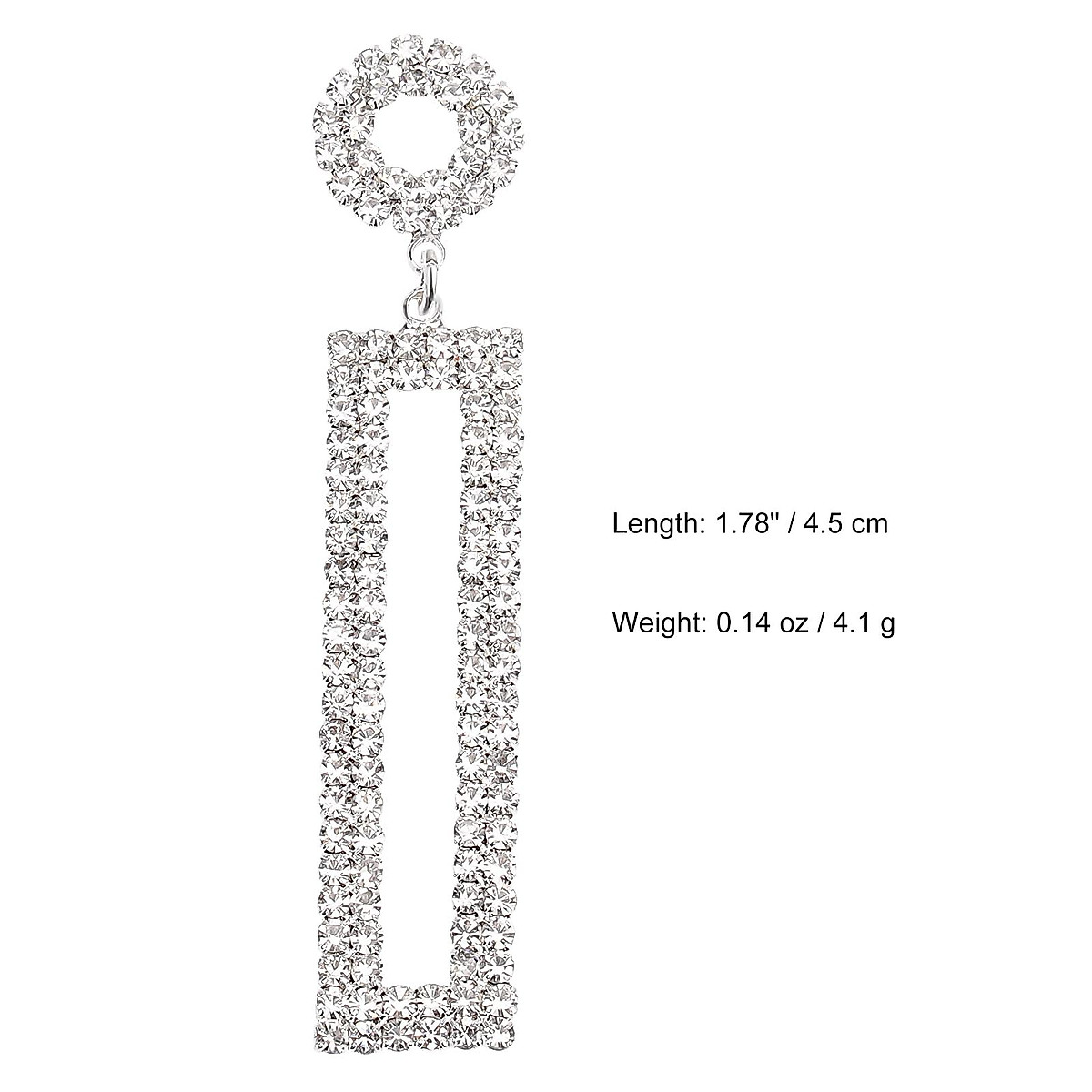 Legitta Rhinestone Long Drop Earrings Silver Cubic Zirconia Sparkly Statement Rectangle Dangle with Circle Studs for Women Wedding Jewelry