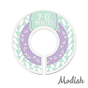 Modish Labels Baby Clothes Size Dividers, Baby Closet Organizers, Closet Size Dividers, Baby Closet Organizers, Clothes Organizer, Girl, Woodland, Arrows, Nordic, Boho, Purple, Lavender, Mint (Baby)