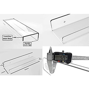 Blingsoul Set of 6 Clear Acrylic Floating Shelves - 5mm Invisible Wall Mounted Shelf, Makeup Display Organizer Nursery Bookshelf Spice Lip Shelf, Bathroom Storage or Room Décor Shelf