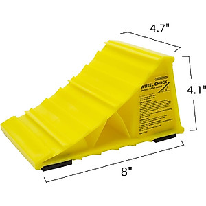 LEAD BRAND Wheel Chocks with Non Slip Base, Suitable for Most Tyre Sizes.Ideal Chocks for RV&Trailer, (L8 L x W4.7 x H4.1), Pack of 2 and Carry Bag.