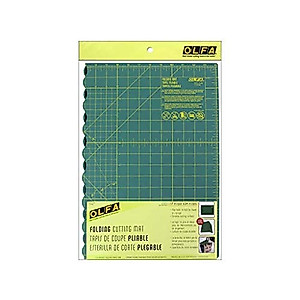 OLFA 17" x 24" Folding Cutting Mat (FCM-17x24) - Self Healing 17x24 Inch Foldable Rotary Mat with Grid for Quilting, Sewing, Fabric & Crafts, Use with Rotary Cutters & Fixed Blade Knives (Green)