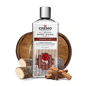 Cremo Rich-Lathering Bourbon & Oak Body Wash, A Sophisticated Blend of Distillers Spice, Fine Bourbon and White Oak, 16 Fl Oz (2-Pack)