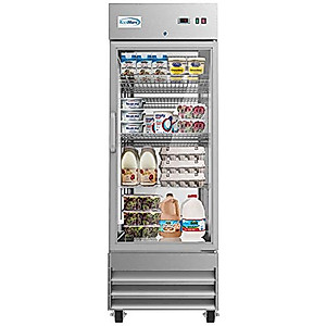 KoolMore - RIR-1D-GD 29" Stainless Steel 1 Glass Door Commercial Reach-in Refrigerator Cooler - 23 cu. ft