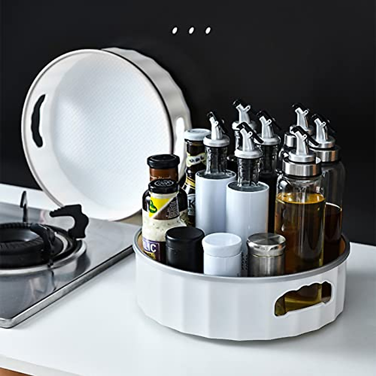 9in Rotating Spice Rack Spinning Organizer Non- Skid Lazy Susan Turntable Spice Stand for Cabinet Pantry Refrigerator