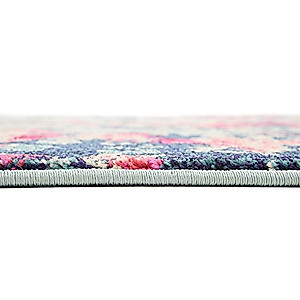 Unique Loom Jardin Collection Colorful, Vibrant, Abstract, Modern Area Rug, 4 x 6 ft, Blue/Pink