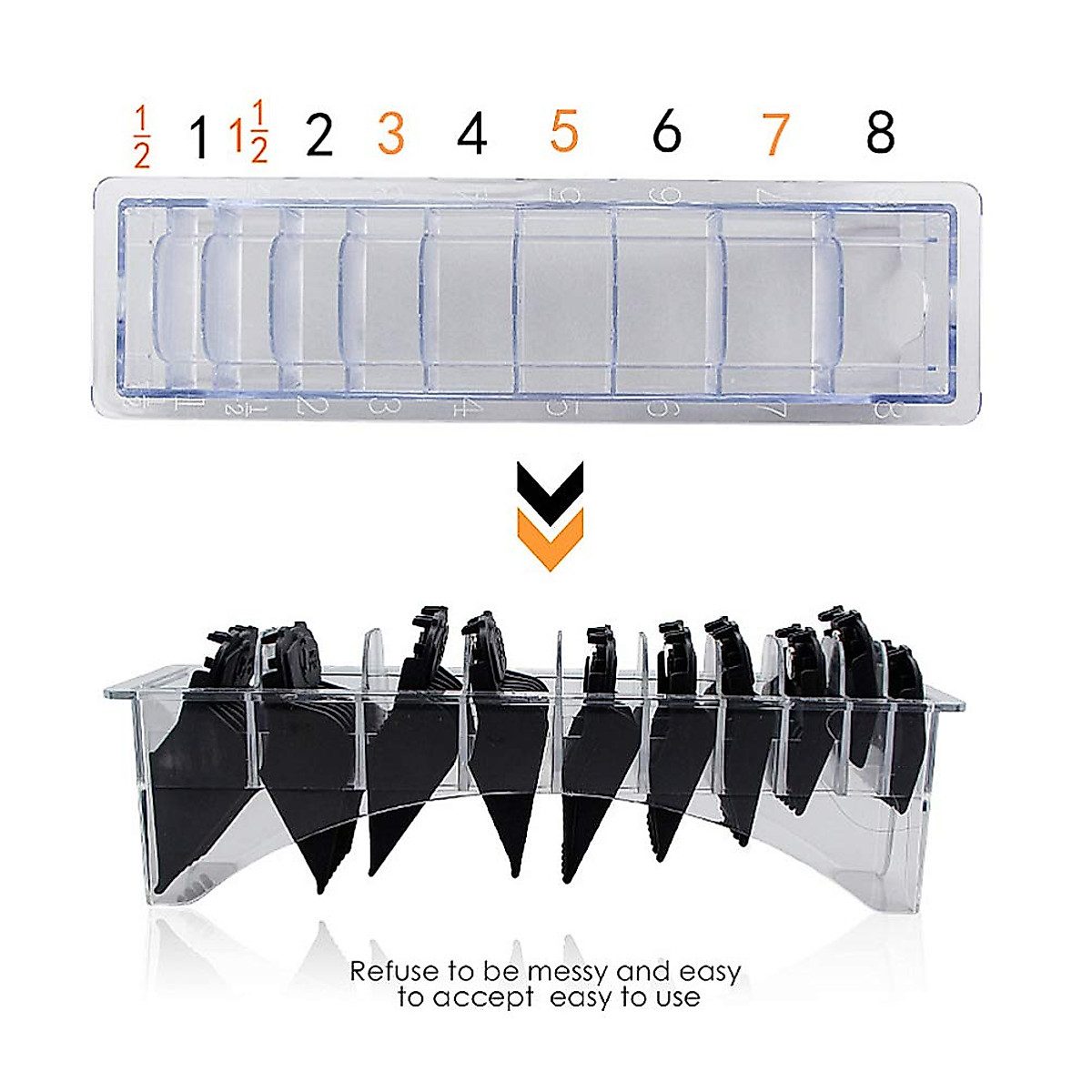 Plastic Clipper Guide Grooming Clipper Blade Case Holder Organizer Plastic 10 Blades Storage Case Rack Clipper Comb Holder for Salon Home Supplies Plastic Blade Guide