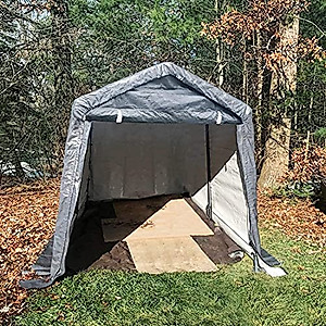 Quictent 10x10 ft Anti-Snow Portable Garage Shelter Outdoor Storage Shed Heavy Duty Car Canopy Carport for Motorcycle, Bike or Garden Tools-Gray