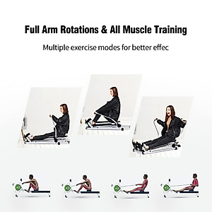 Health & Fitness Dual Function Magnetic Rowing Machine w/Digital Monitor, Multi-Exercise Step PlatesHome Use - Folding,for Cardio Exercise, Soft Seat