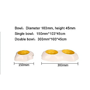 FUUIE Bowls for Food and Water Dog Food Water Feeder Poached Egg Shape Double Pet Bowls Prevent Tipping Pet Drinking Dish Feeder Cat Puppy Feeding Supplies (Color : Blue Double Bowl)