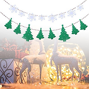 Tinksky 2pcs Snowflake and Christmas Tree Fabric Party Bunting Banners Christmas Garlands Xmas Decoration Supplies 3 Meters