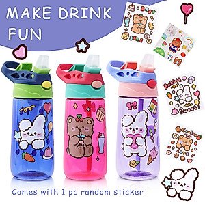 Kids Water Bottle with Straw for School Leak Proof 16 OZ Toddler Water Bottle BPA-Free Spout Lid for Boys & Girls