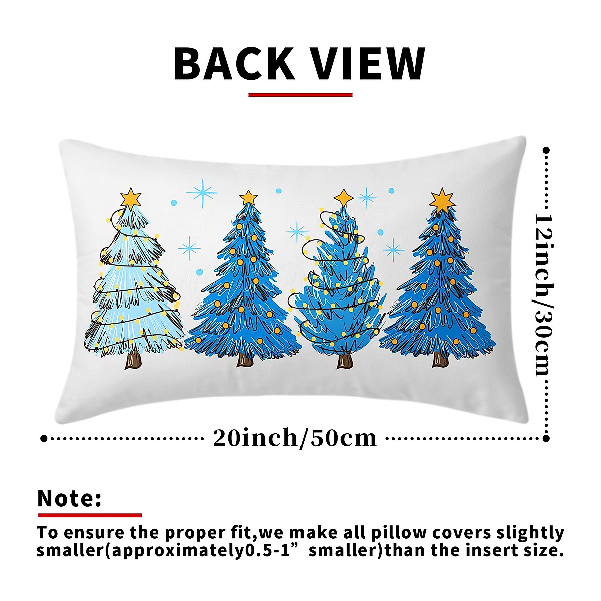 Blue Christmas Tree Lumbar Throw Pillow Covers 12X20 In Set of 2 Xmas Tree Lights Stars Decorative Rectangle Pillow Cases Winter Holiday Pillow Cover Farmhouse Home Decor For Living Room Sofa Couch