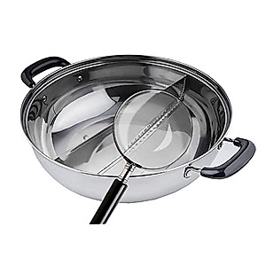 TAYAMA Stainless Steel Hot Pot With Divider, Silver, 11 inch