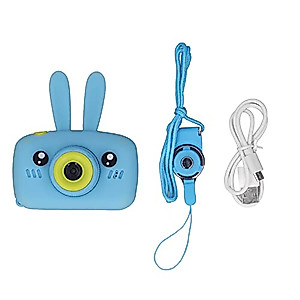 Jeanoko Kids Camera, Children Photo Camera Protective Case Portable GC0308 Sensor MP3 Function for Fun(Blue)