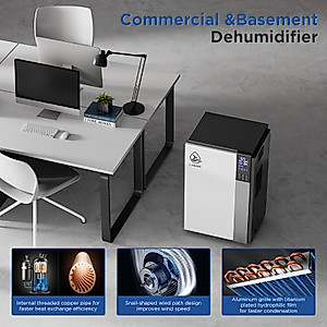 LUBAIR 190 Pint Commercial Dehumidifier for Basement with Drain Hose Dehumidifier for Large Room and 2.4 Gal Water Tank for Commercial Spaces to 7000 Sq.Ft.Auto Defrost.