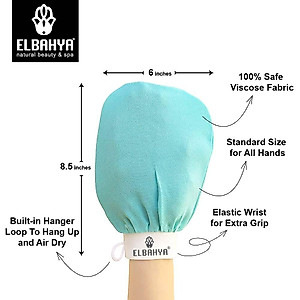 Elbahya Exfoliating Mitt Body Kessa Hammam - Body Tool Remover of Dead & Dry Skin or Keratosis Pilaris, Made of 100% Viscose Fiber (Red Pack of 1)