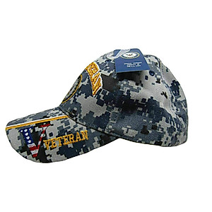 United States Navy Veteran V Blue CAMO Baseball Style Embroidered HAT us USA Cap