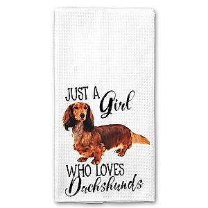 I'm Just a Girl Who Loves Dachshunds Microfiber Kitchen Towel Gift for Animal Dog Lover