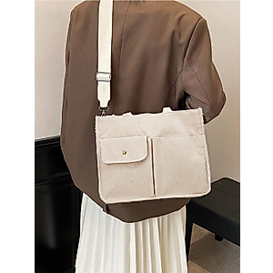 Niction Women's Corduroy Hobo Bag, Khaki, 13.38" x 4.72" x 10.23"