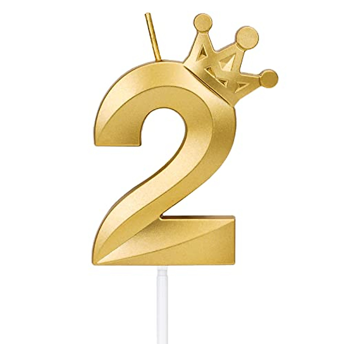 Leezmark 2nd Birthday Number Candle Birthday Decorations Candle Sparkler for Cake Topper, Anniversary Decorations 12 20 21 25 Years Old Birthday Candles (Gold, Number 2 Candle)