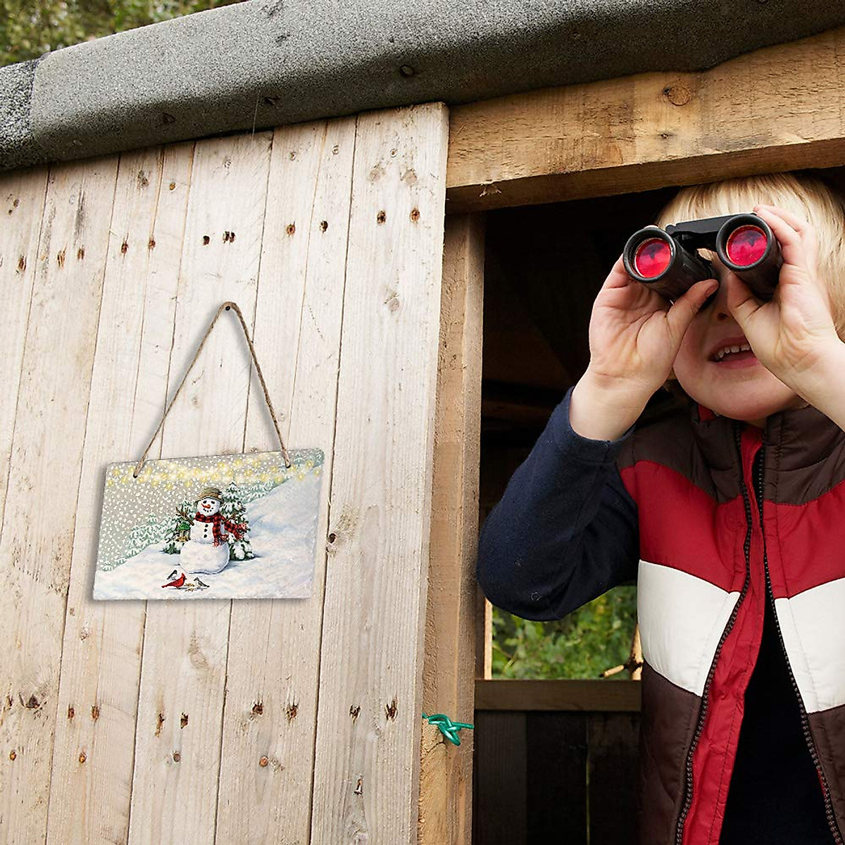 Greeeen Welcome Wall Hanging Sign- Winter Christmas Snowman Slate Hanging Plaques for Front Door Porch Window Farmhouse Garden 5.1 inch x 7.9 inch Wall Home Decor, TYF20201113SWXF03302CACAGRN