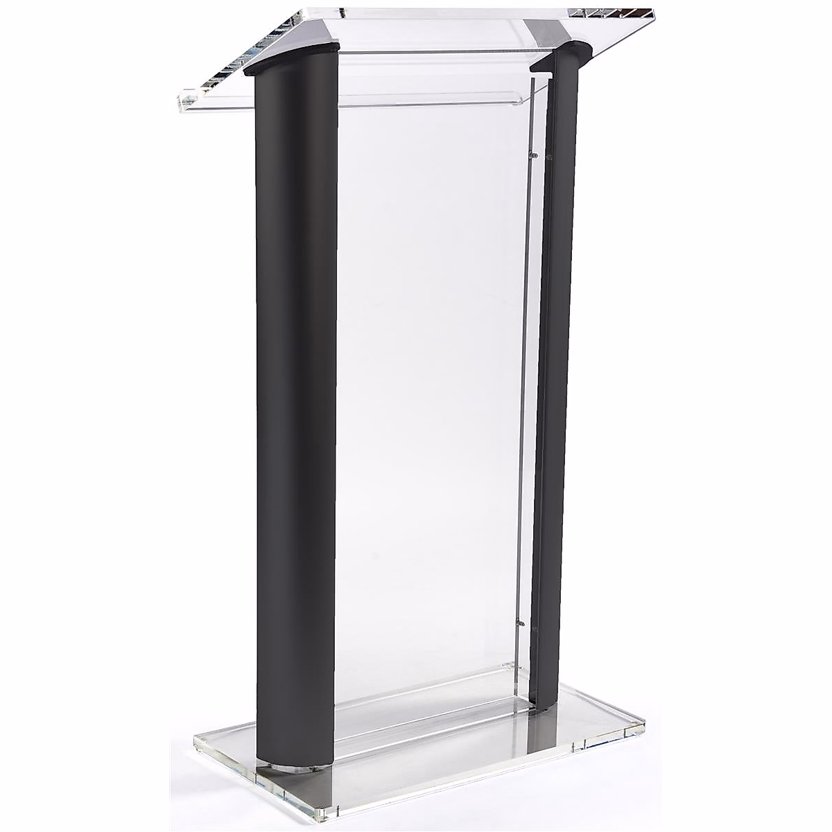 Displays2go Acrylic Podium, Aluminum Sides, Acrylic Front Panel, Black (LECTALACB)