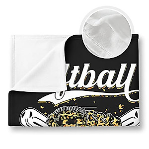 Softball Personalized Name Soft Fleece Bed Blankets Throws as Birthday Wedding Gifts for Sofa Couch 50'' x 60''