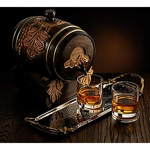 JoyJolt Aqua Vitae Whiskey Glass Set of 2. Round Whiskey Glasses with Off Set Base. Old Fashioned Rocks Glasses for Scotch and Bourbon. Unique Whiskey Tumbler Gifts for Men