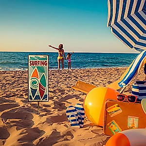 8 Pieces Beach Themed Party Decoration Beach Sign Cutouts Summer Theme Sign Retro Beach Signs for Adults Boys Girls Birthday Party, Ocean Shark Theme Party Supplies