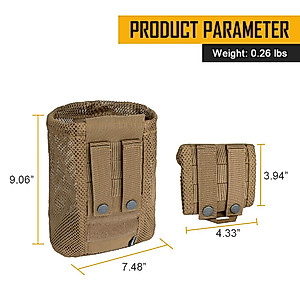 IDOGEAR Tactical Molle Dump Pouch Foldable Mag-Net Drawstring Recycle Pouch Recovery Tool Pack for Molle Belt Tactical Vest Backpack (Coyote Brown)