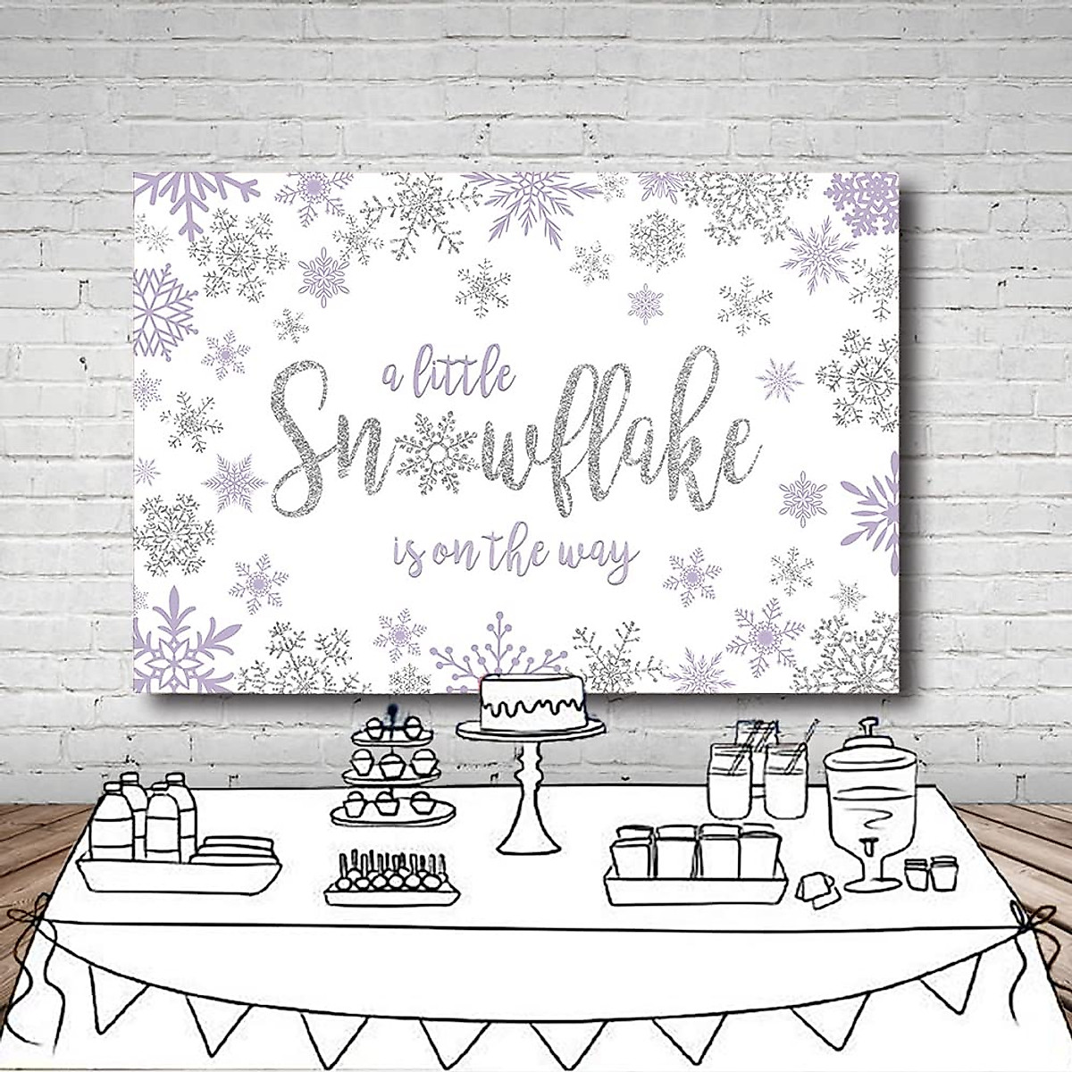 MEHOFOND Winter Snowflake Kids Baby Shower Backdrop Purple and Silver Photography Background Party Decorations Winter Wonderland Photo Studio Banner for Cake Table Supplies 7x5ft