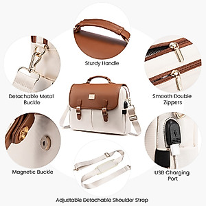 LOVEVOOK Laptop Bag for Women, 15.6 inch Large Capacity Computer Briefcase Case, Crossbody Messenger Bag, Office Business Work Bags Purse for Travel Gifts, Brown-beige