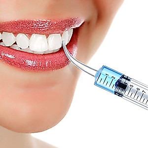 12 ml Plastic Syringes Set, Dental Syringe with Curved Tip and Straight Tip, Disposable Irrigation Syringe Mouthwash Cleaner for Oral Care, Animal Feeding, with Measurement (20 Pieces)