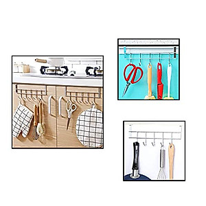 TSYWARE 3 Pack Over The Cabinet Hooks Kitchen Cabinet Rack Hook Space Saving Storage Hanger Bathroom Towel Metal 5 Hooks (Not for The Door)