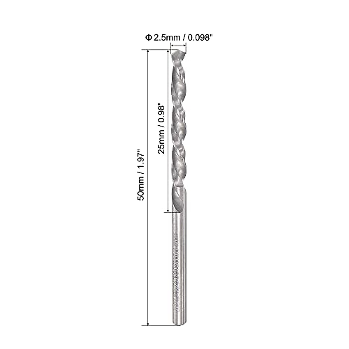 uxcell Solid Carbide Twist Drill Bits 2.5mm, Metric Left Hand Spiral Flutes Straight Shank Tungsten Steel Drilling Tool for Stainless Steel Alloy Metal