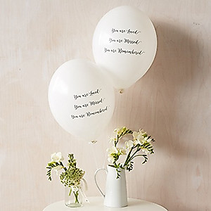 ANGEL & DOVE 25 Premium White 'You are Loved, Missed, Remembered' Biodegradable Funeral Remembrance Balloons - for Memory Table, Memorial, Condolence, Anniversary