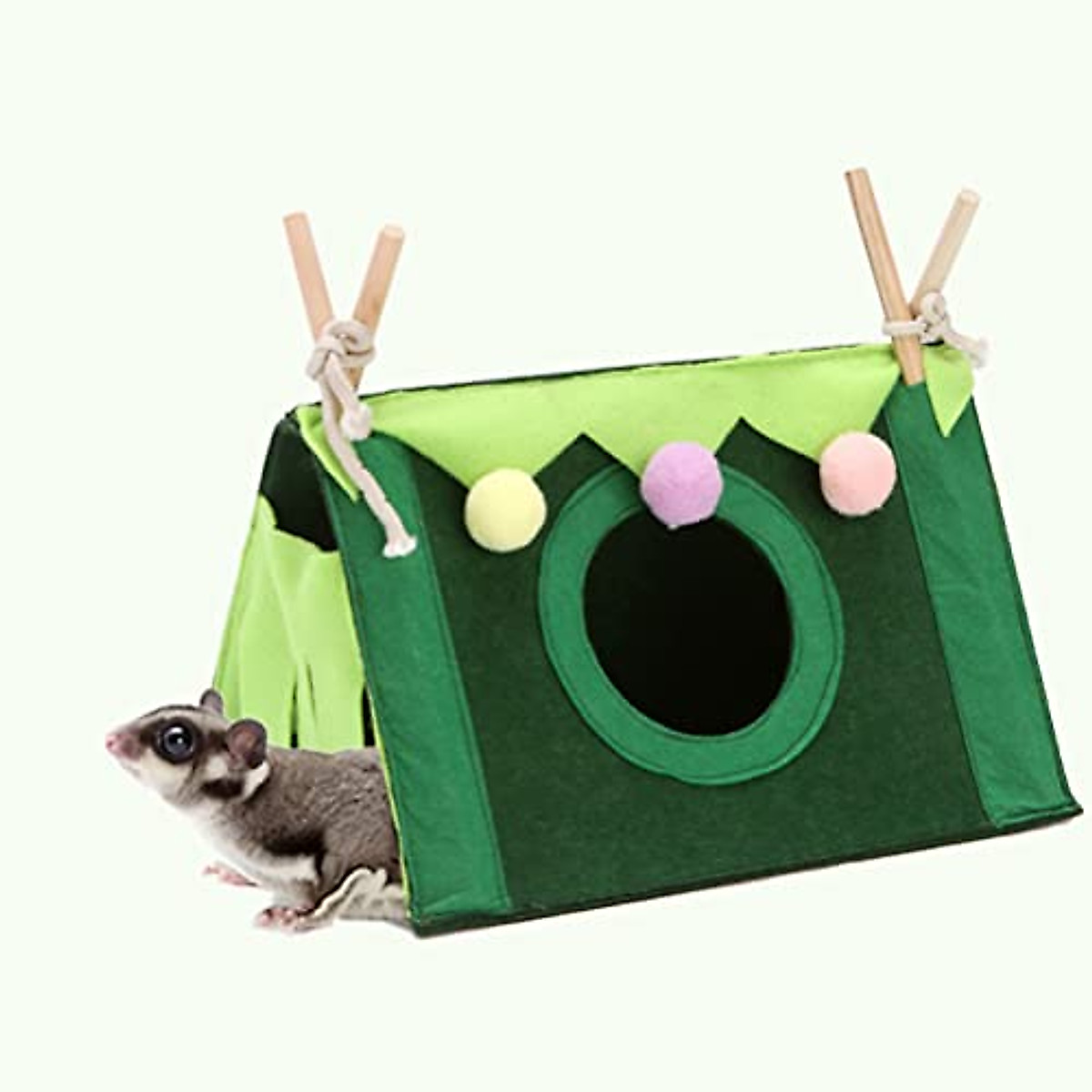 LUOZZY Hamster Tent Hamster Hideout Houses Guinea Pig Hideaway Small Animal Tents Hedgehog Bed Wooden Stick Triangle Tent Pet Supply
