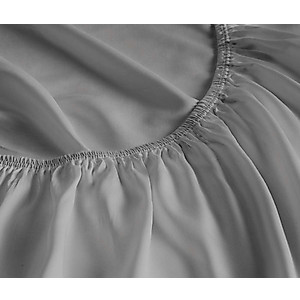 100% Microfiber Full Size Bed Sheet Set, Extra Soft Deep Pockets, Cooling Sheets, 4 Pcs Bedding to fit Upto 16" Deep Mattress (Light Grey)