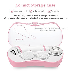 Waterproof Facial Cleansing Spin Brush Set with 4 Interchangeable Brush Heads - Electric Face Scrubber Cleanser Brush by CLSEVXY - Face brush for Deep Scrubbing, Gentle Exfoliating and Massaging