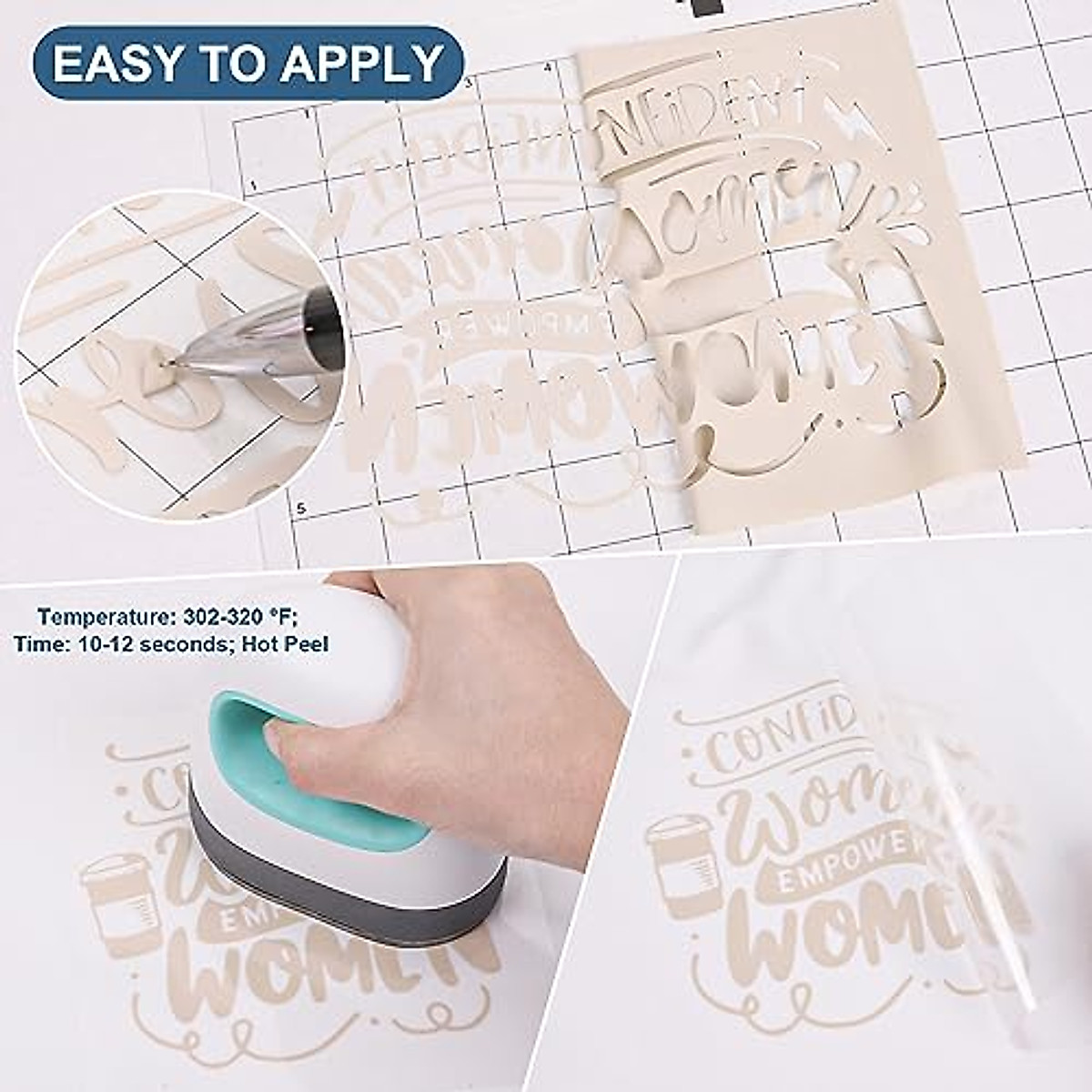 VINYL FROG Cream Heat Transfer Vinyl Rolls, 12" x25ft Cream Iron on Vinyl for Cricut & Cameo, Brown HTV Vinyl Roll for All Cutter Machine, Easy to Cut & Weed for Heat Press Design