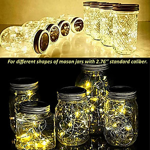Dracarys 3 Pack Mason Jar Solar Lights Lids – Solar Fairy Lights for Mason Jar(NO Jars) - Festival Garden Patio Porch Backyard Wedding Party Decor LED Solar Mason Jar Lid – (Warm White)