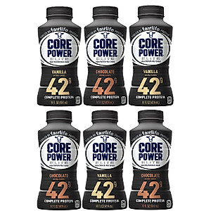 Fairlife Core Power Elite High Protein Shake Chocolate & Vanilla, 14oz Bottles, (Pack of 6) with Bay Area Marketplace Napkins