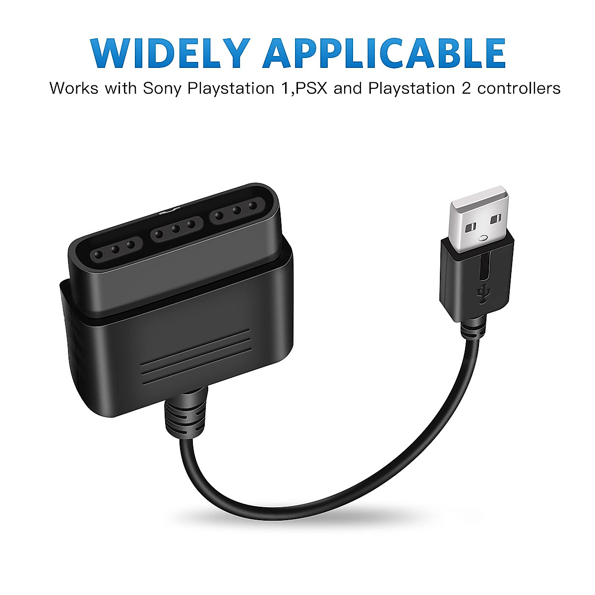 Xahpower 2 Pack PS2 Controller to USB Adapter Converter Cable, Compatible with Sony PS1/PS2 Controller Gamepad to PS3/PC Controller